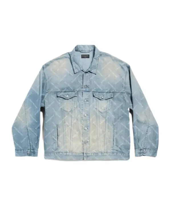 Balenciaga Logo-print Denim Jacket - Blue