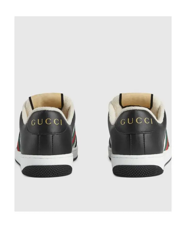 Gucci Screener Web Stripe Lace-up Sneakers - Black/white