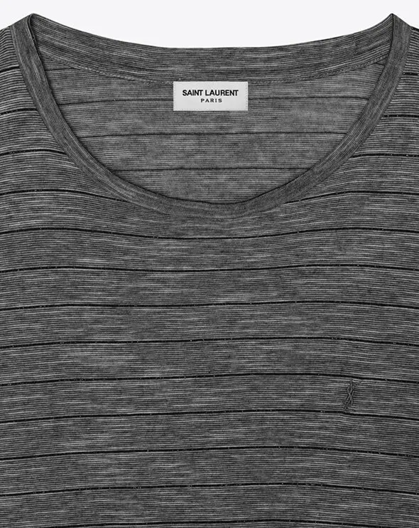 Saint Laurent Monogram T-shirt In Jersey With Lamé Stripes