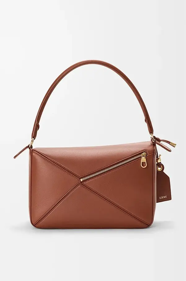Loewe Medium Puzzle Bag In Nappa Lambskin - Walnut