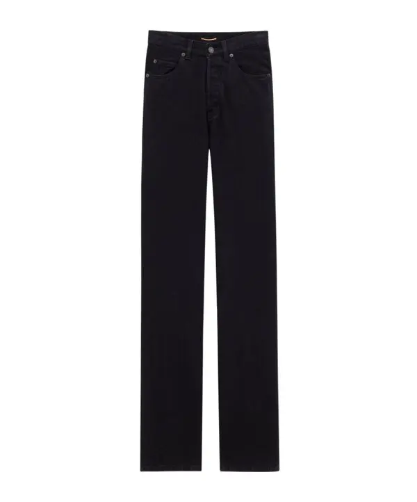 Saint Laurent Logo Patch Wide-leg Jeans - Midnight Black