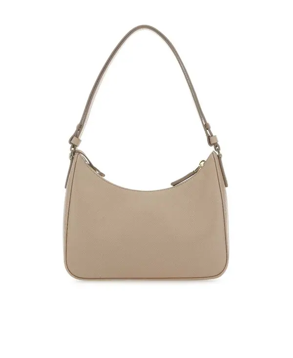 Prada Logo Plaque Zipped Shoulder Bag