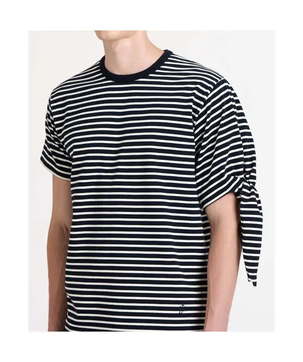 J.W.ANDERSON Jw Anderson Striped Knot Sleeved T-shirt - Black