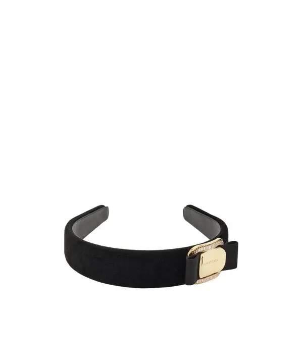 FERRAGAMO Bow Embellished Velvet Headband - Black