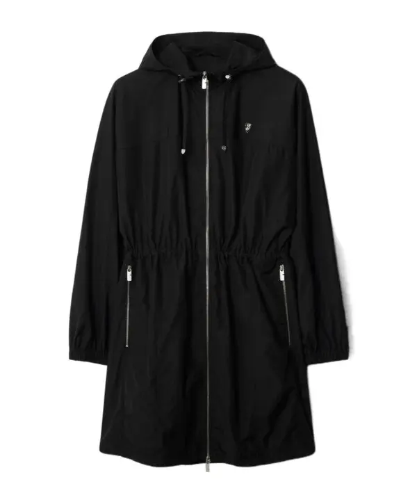 Burberry Logo Plaque Hooded Drawstring Trench Coat