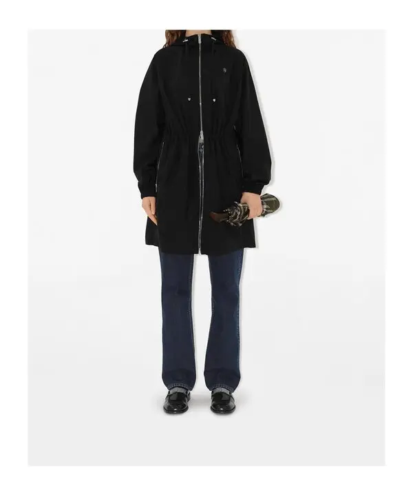 Burberry Logo Plaque Hooded Drawstring Trench Coat