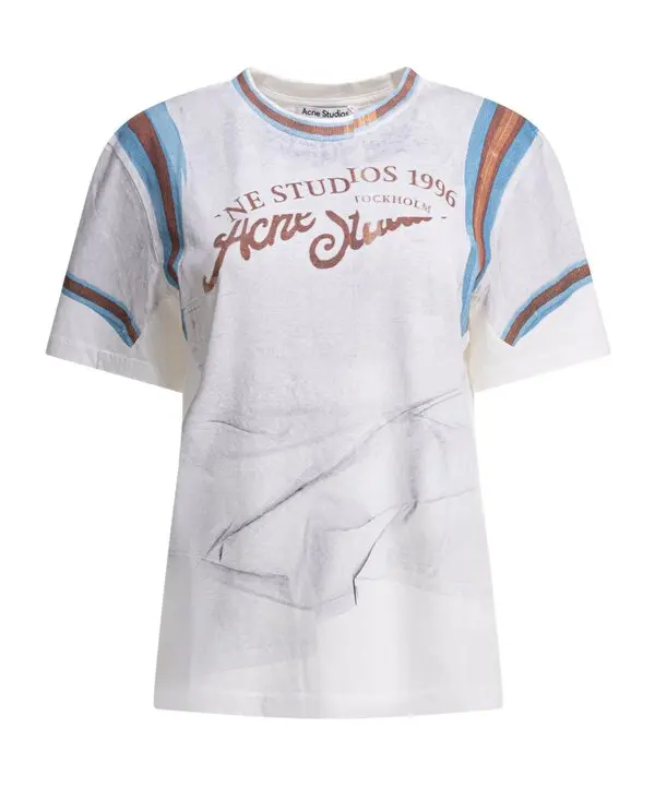 Acne Studios Logo Printed Crewneck T-shirt - White