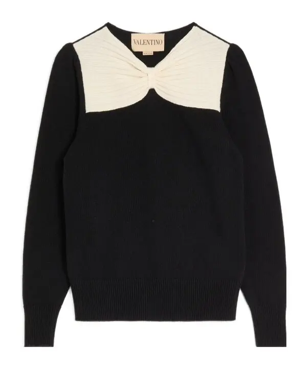 Valentino Garavani Wool Jumper With Ruched Bow Detail