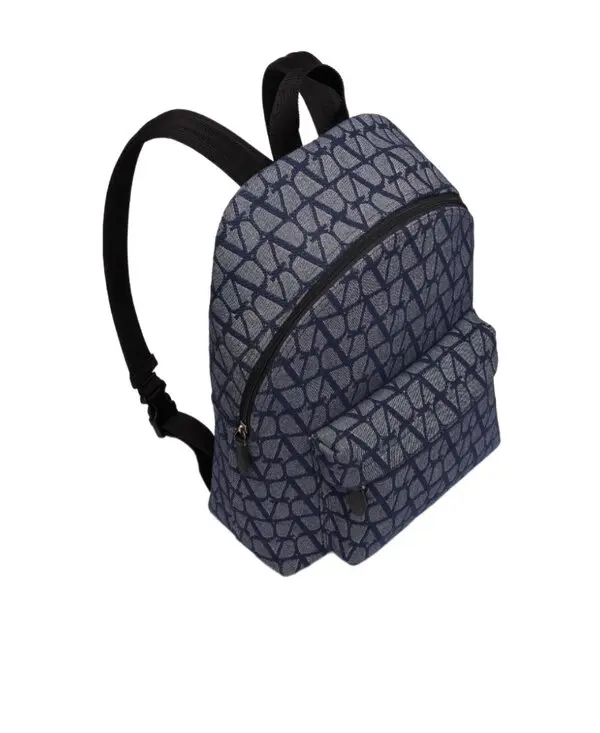 Valentino Garavani Toile Iconographe Backpack In Denim-effect Jacquard