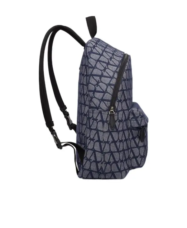Valentino Garavani Toile Iconographe Backpack In Denim-effect Jacquard