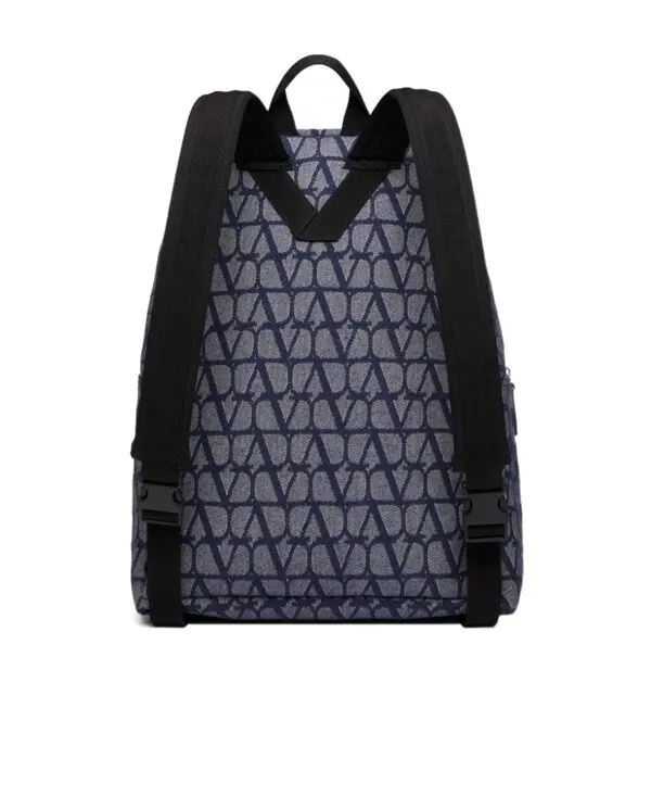 Valentino Garavani Toile Iconographe Backpack In Denim-effect Jacquard