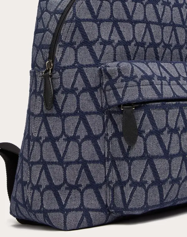 Valentino Garavani Toile Iconographe Backpack In Denim-effect Jacquard