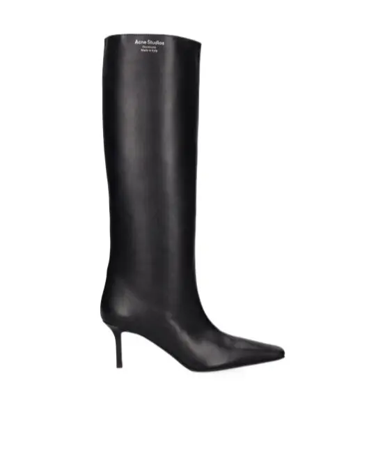 Acne Studios Logo High-heeled Knee-high Boots - Black