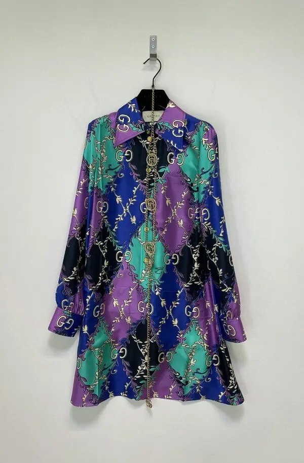 Gucci Gg Rhombus Ramage Shirt Dress