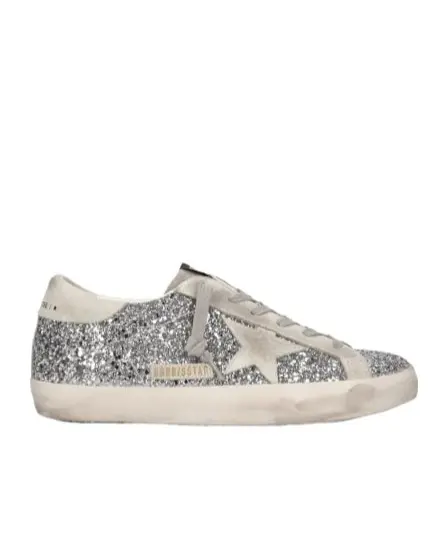GOLDEN GOOSE Super-star Sequined Low-top Sneakers - Silver/ice