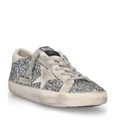GOLDEN GOOSE Super-star Sequined Low-top Sneakers - Silver/ice