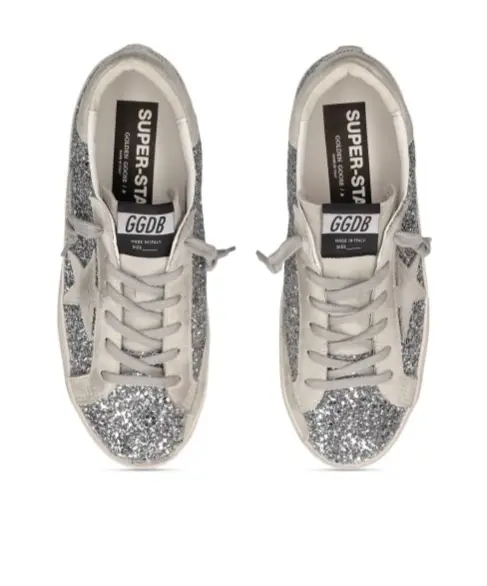 GOLDEN GOOSE Super-star Sequined Low-top Sneakers - Silver/ice