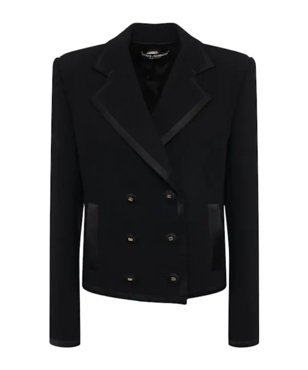 Dolce & Gabbana Double-breasted Blazer With Satin Trim - Black