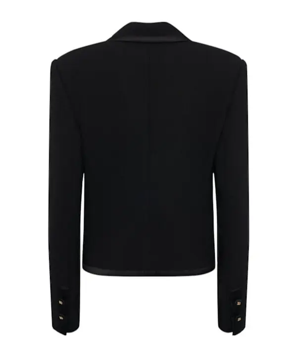 Dolce & Gabbana Double-breasted Blazer With Satin Trim - Black