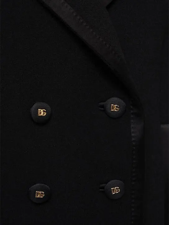 Dolce & Gabbana Double-breasted Blazer With Satin Trim - Black