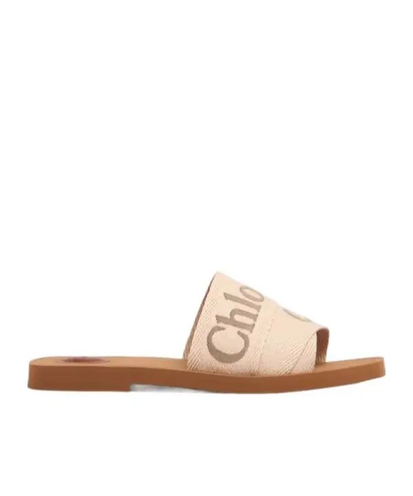 Chloé Flat Sandals With Logo Detail