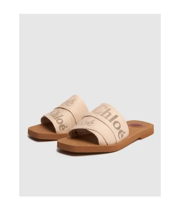 Chloé Flat Sandals With Logo Detail