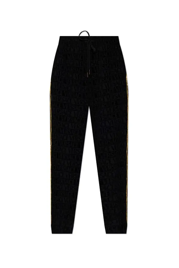Versace Graphic Logo Casual Pants - Black