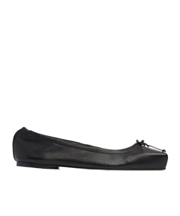 Jacquemus Square-toed Ballet Flats With Bow Detailing - Black