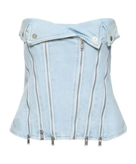 DION LEE Denim Zip-up Blouse