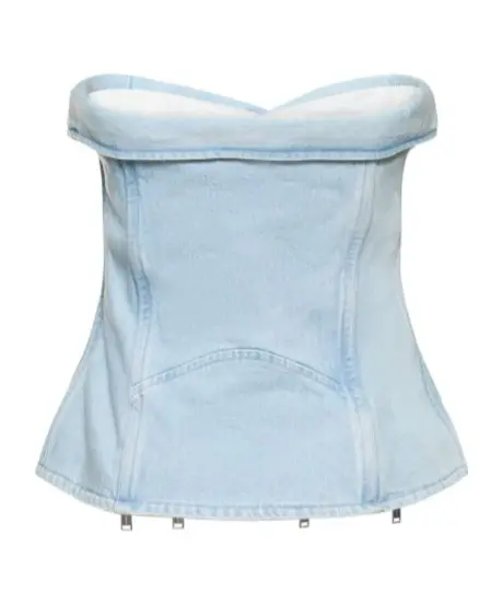 DION LEE Denim Zip-up Blouse