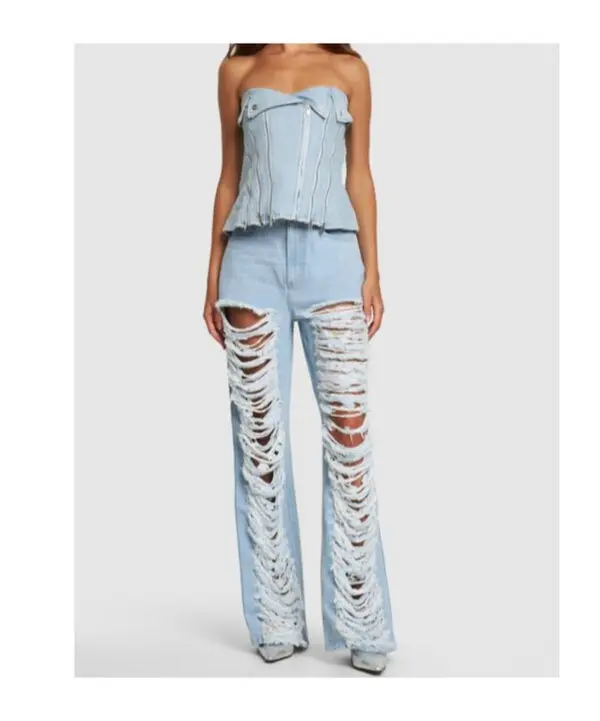 DION LEE Denim Zip-up Blouse