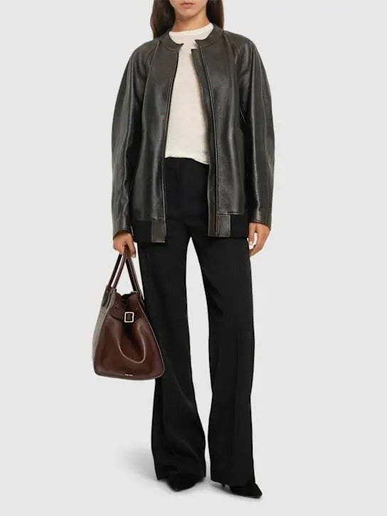 THE ROW Long-sleeved Leather Bomber Jacket