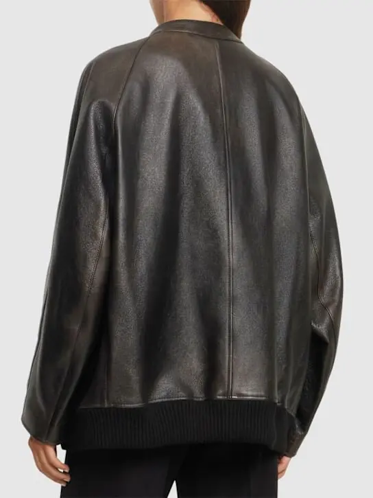 THE ROW Long-sleeved Leather Bomber Jacket