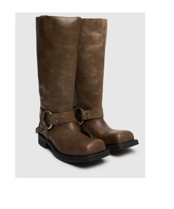 Acne Studios Square-toed Short Boots With Metal Ring Detail
