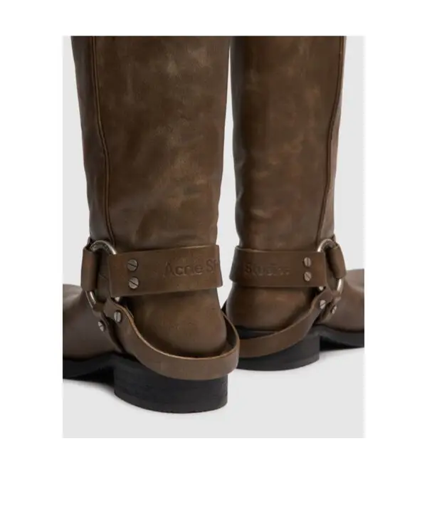 Acne Studios Square-toed Short Boots With Metal Ring Detail