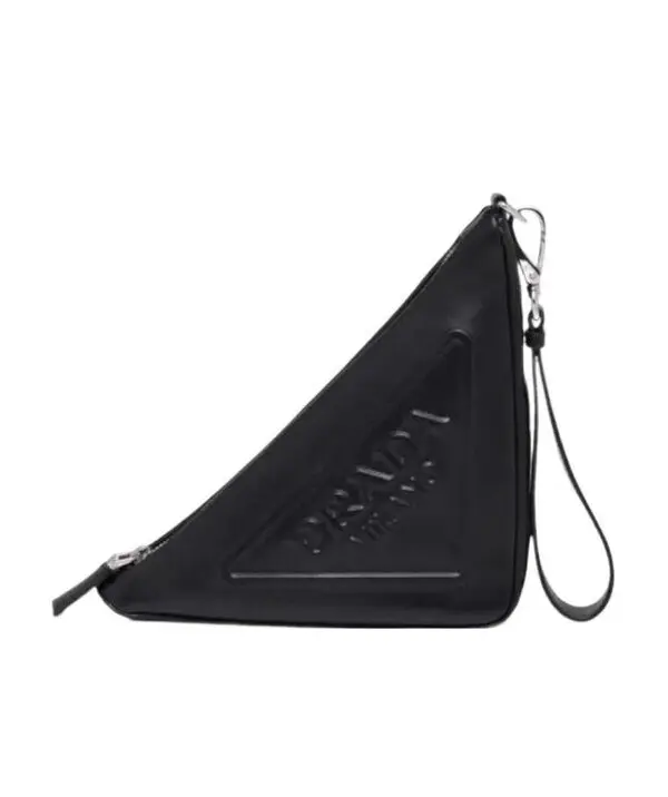 Prada Leather Triangle Pouch - Black
