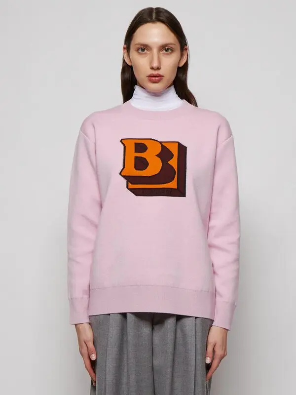 Burberry Intarsia-logo Jumper - Pink