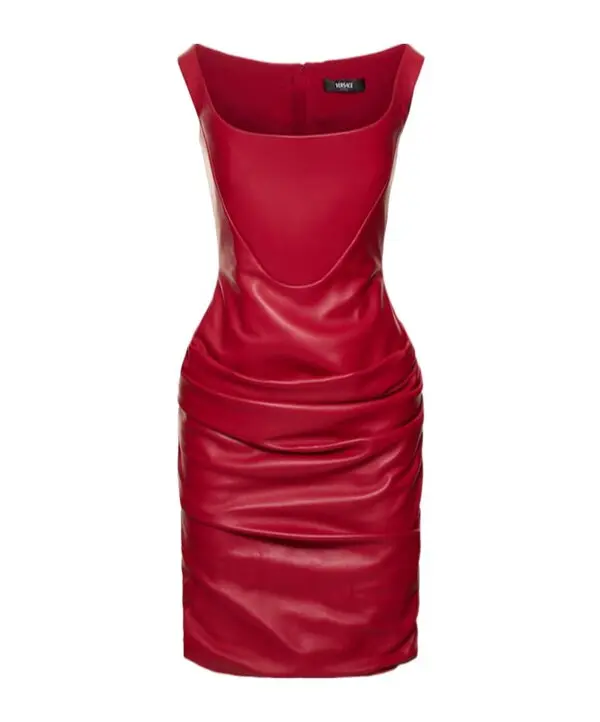 Versace Sleeveless Ruched Dress With Back Slit