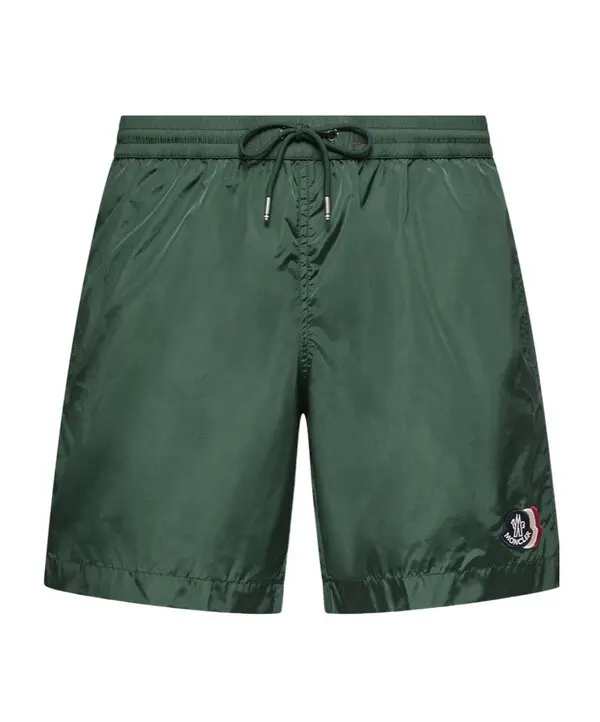 Moncler Logo Patch Swim Shorts - Emerald Green