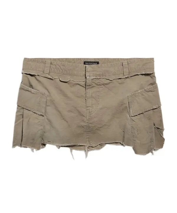 Balenciaga Distressed Mini Skirt - Dark Beige