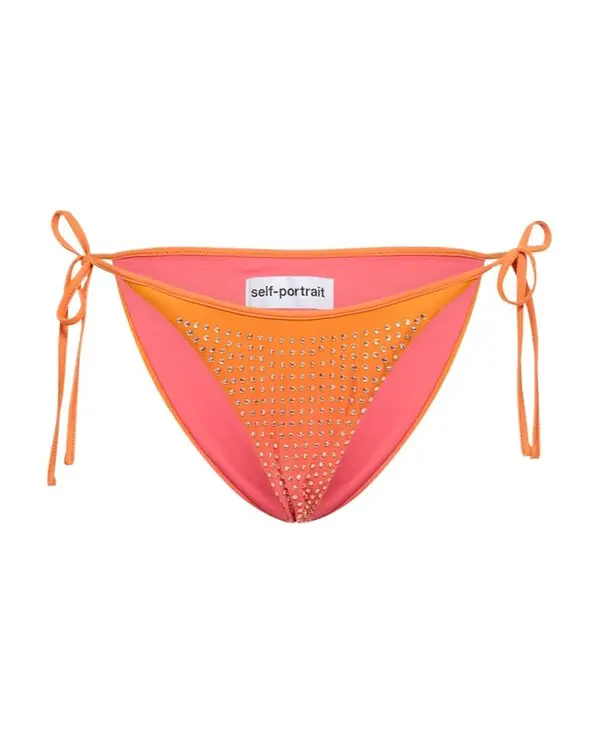 SELF-PORTRAIT Side Tie Bikini Briefs - Orange