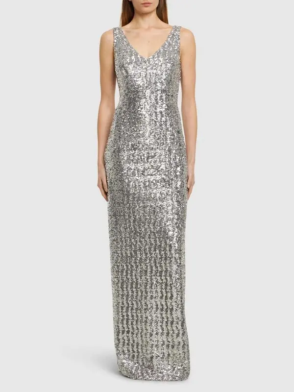 Michael Kors Sequined V-neck Maxi Dress