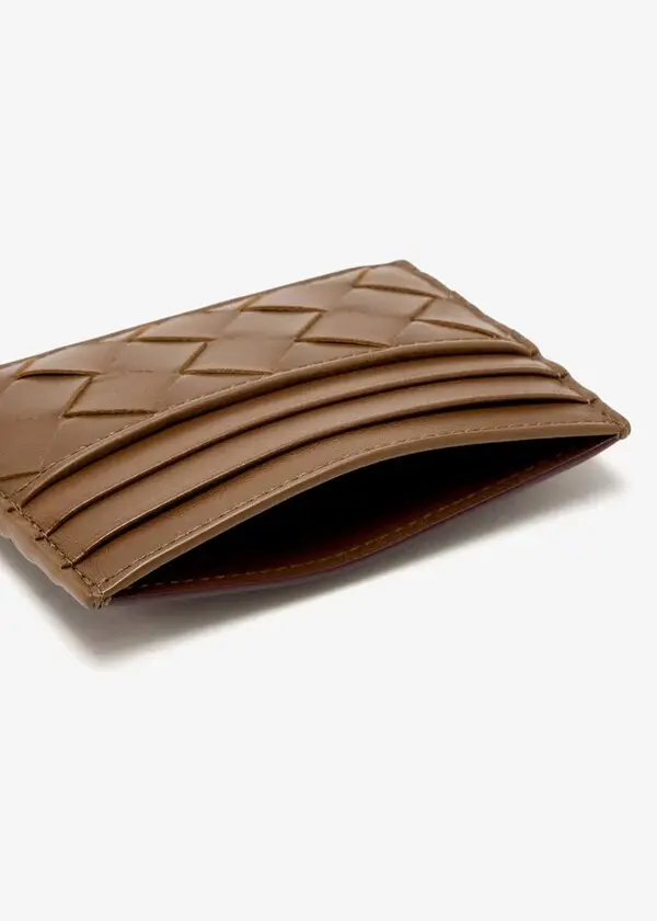 Bottega Veneta Intrecciato Credit Card Case - Brown