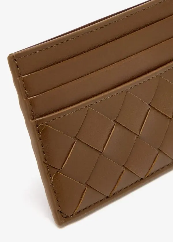 Bottega Veneta Intrecciato Credit Card Case - Brown