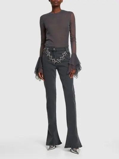 Blumarine Ruffled Sheer T-shirt