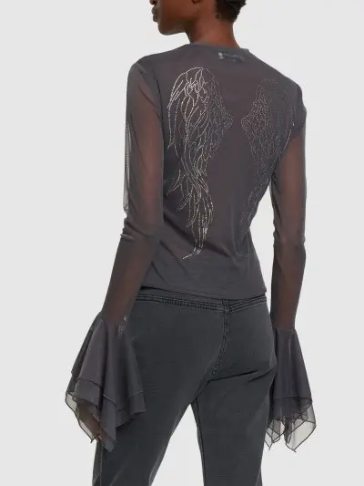Blumarine Ruffled Sheer T-shirt