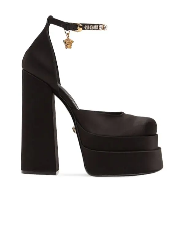 Versace Platform High Heel Sandals - Black