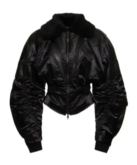 MUGLER Zip-up Bomber Jacket With Fur Collar