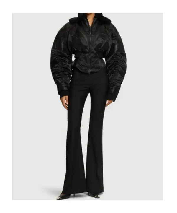 MUGLER Zip-up Bomber Jacket With Fur Collar