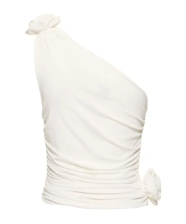 Magda Butrym One Shoulder Blouse With Flower Applique
